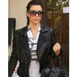 Kim Kardashian Black Leather Jacket