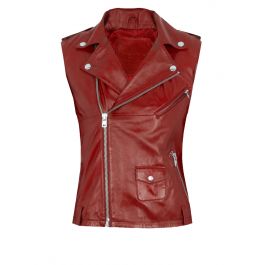 Red Leather Vest For Women
